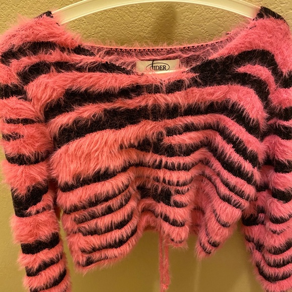 Cider | Tops | Cider Pink Fluffy Zebra Sweater One Sized | Poshmark